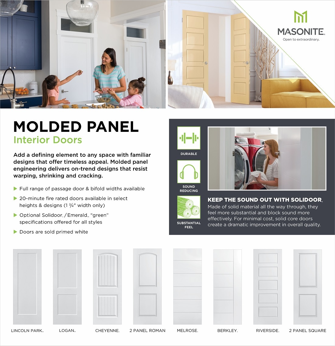 Masonite 36 in. x 80 in. 2-Panel Square Left-Hand Hollow Primed ...