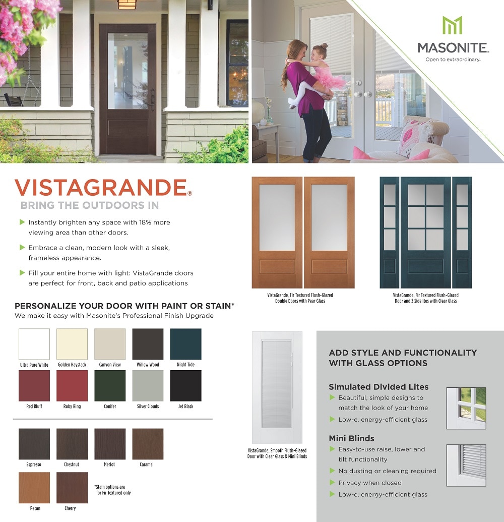 Masonite 32 in. x 80 in. VistaGrande Left Hand Inswing Full Lite Mini ...
