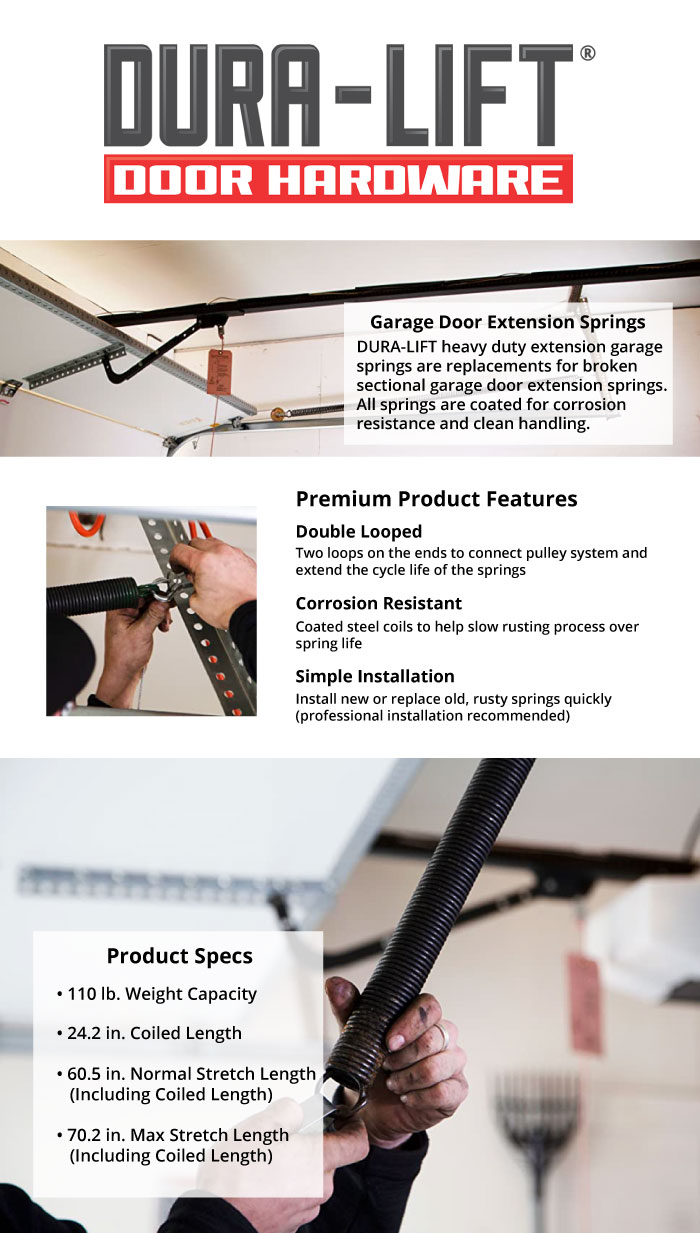 DURA-LIFT 110 lbs. Heavy Duty Extension Garage Door Spring (2-Pack ...