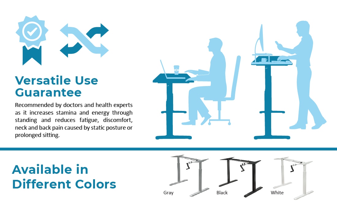 ErgoMax 25.5 in. Rectangular Gray Standing Desk with Adjustable Height ...
