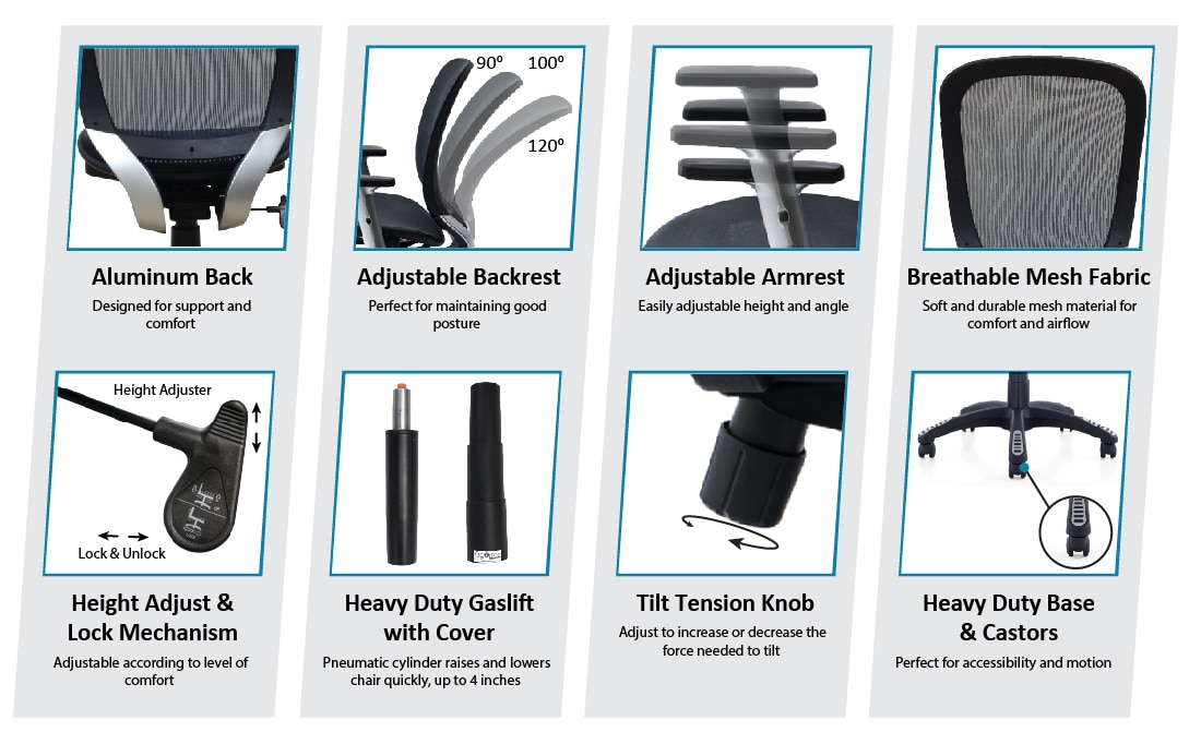 ErgoMax 25.4 in. Width Big and Tall Black Mesh Ergonomic Chair with ...