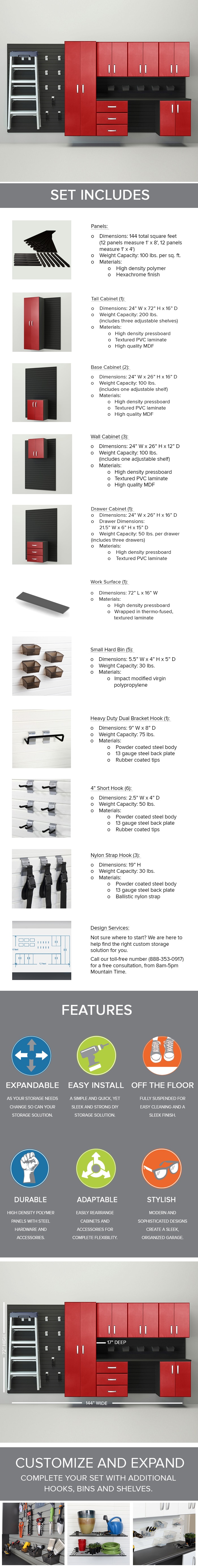 Flow Wall Modular Wall Mounted Garage Cabinet Storage Set with ...