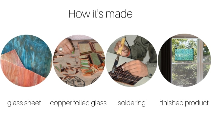 River of Goods Mottled Blue Stained Glass Single Pane Window Panel ...