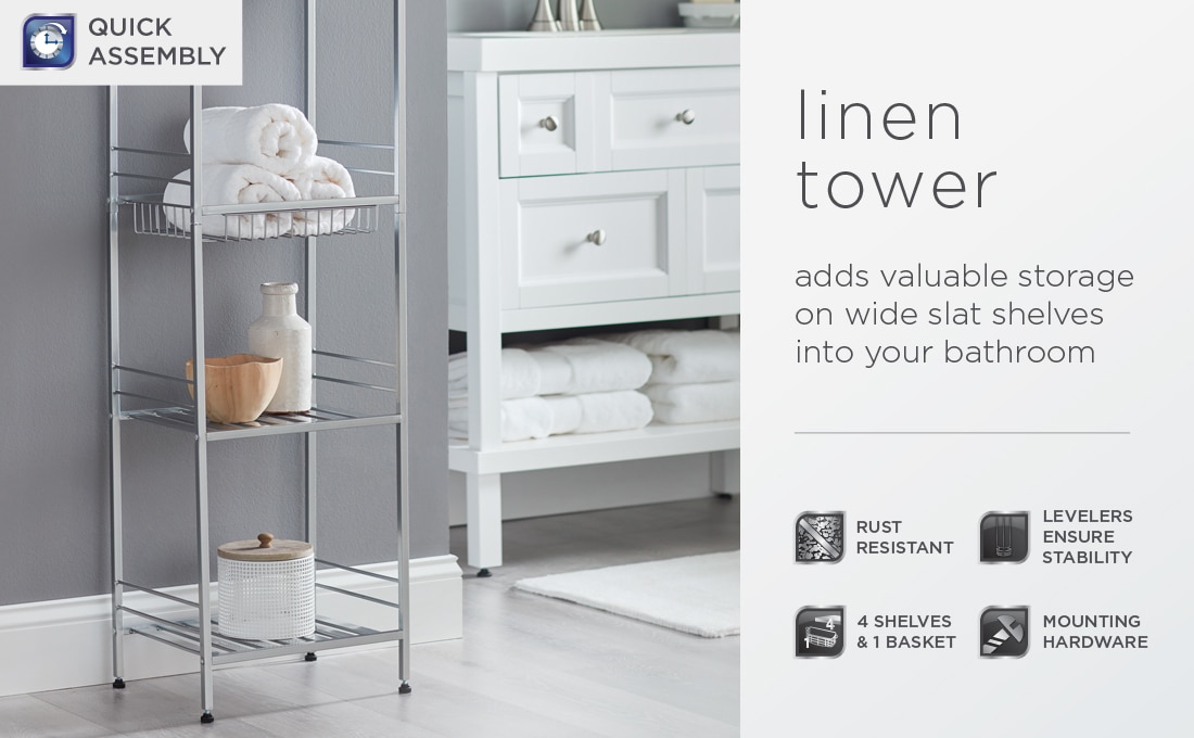 Glacier Bay Slat Style 14 in. W x 11 in. D x 58.5 in. H Towel Tower in ...