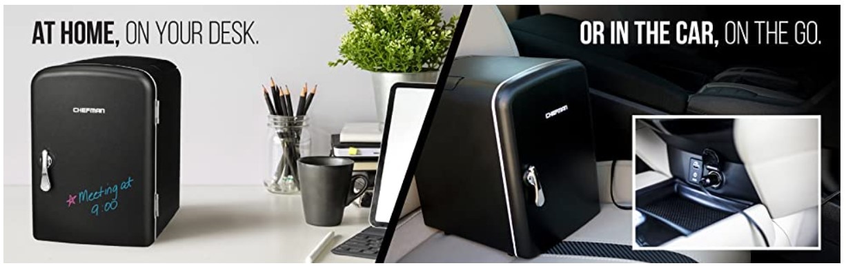 Chefman 4L MINI FRIDGE WITH WARMING FUNCTION AND MIRROR RJ48-M-BLACK-DS ...