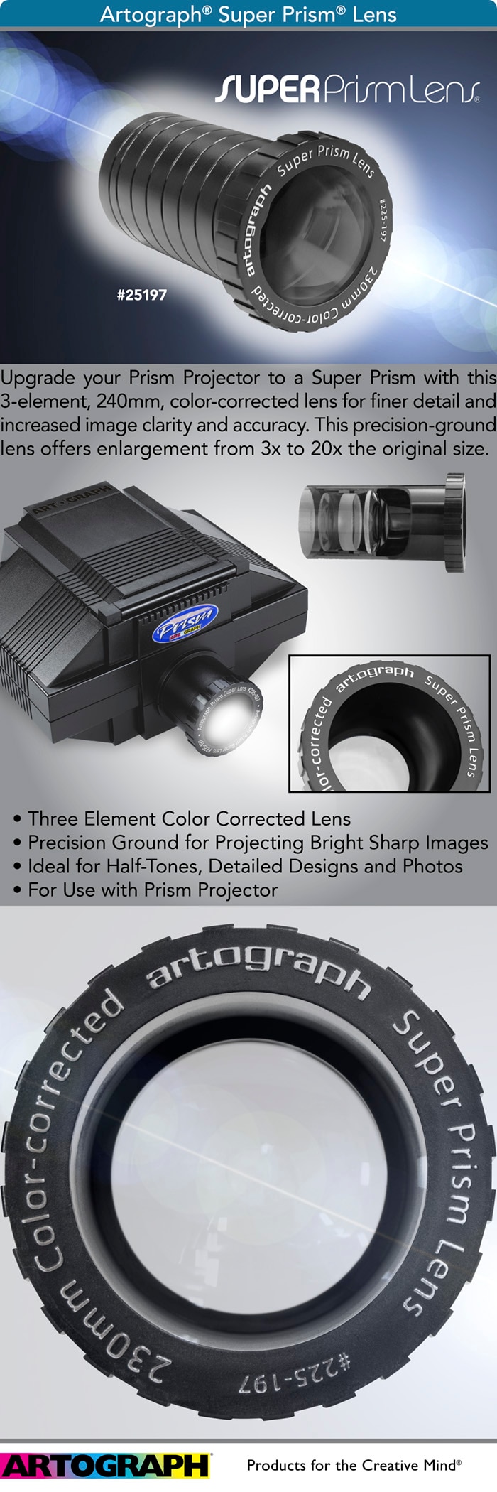 ARTOGRAPH Super Prism Lens for Added Magnification on Prism Projector ...