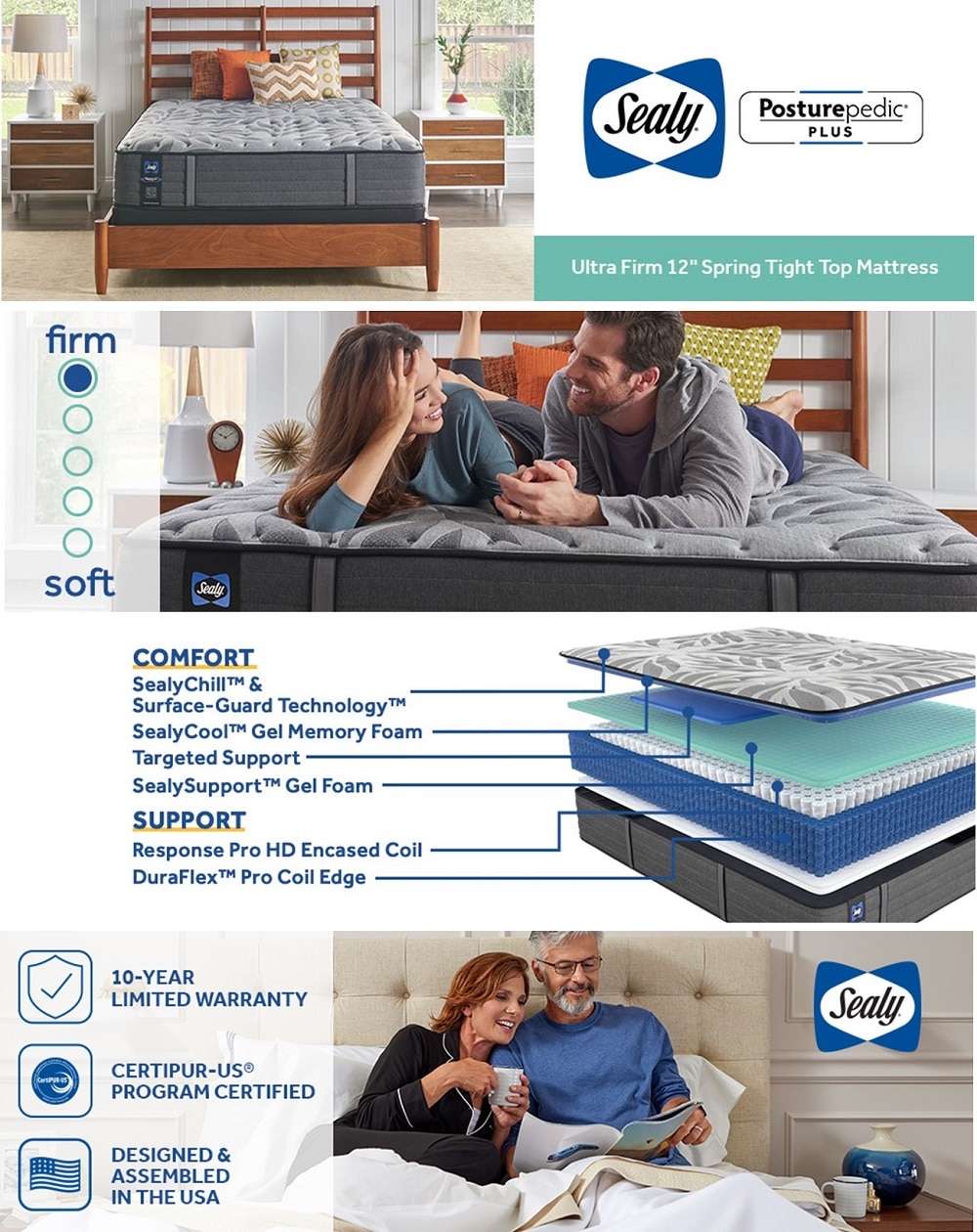 Sealy Posturepedic Plus 12 in. Extra Firm Tight Top Mattress, Queen ...