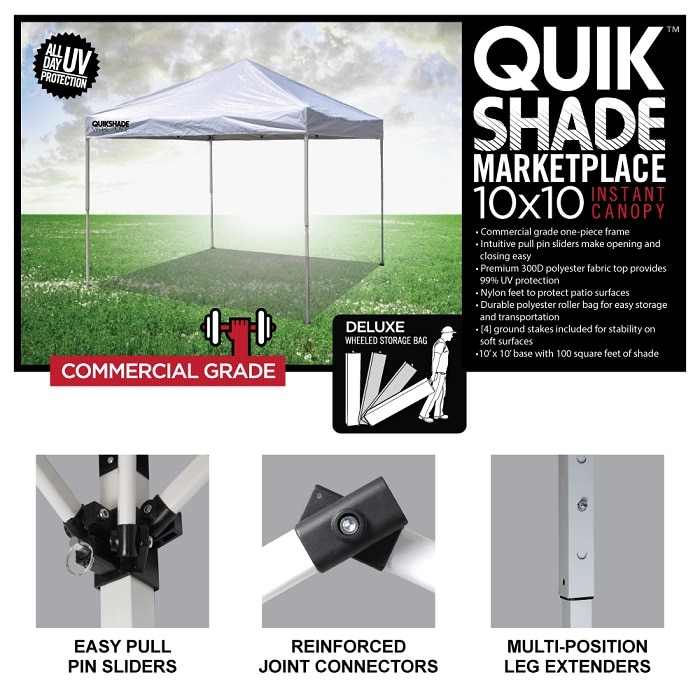 Quik Shade Marketplace 10 ft. x 10 ft. White Instant Canopy 158685DS ...