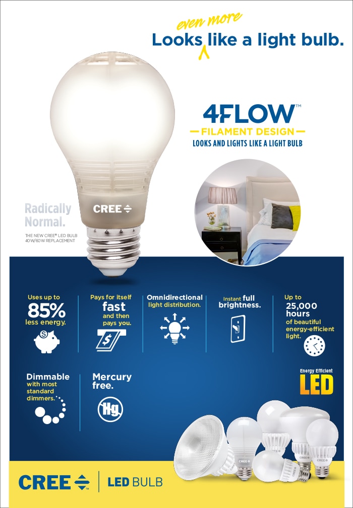 Cree 60W Equivalent Daylight (5000K) A19 Dimmable LED Light Bulb with ...